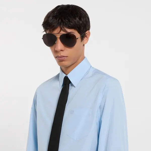 Gucci Cotton Poplin Shirt With Embroidery - Blue
