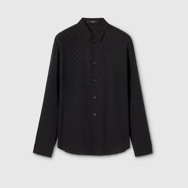 Gucci Gg Silk Jacquard Shirt - Black