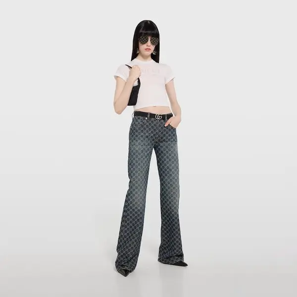 Gucci Gg Marmont Gg Canvas Belt - Black