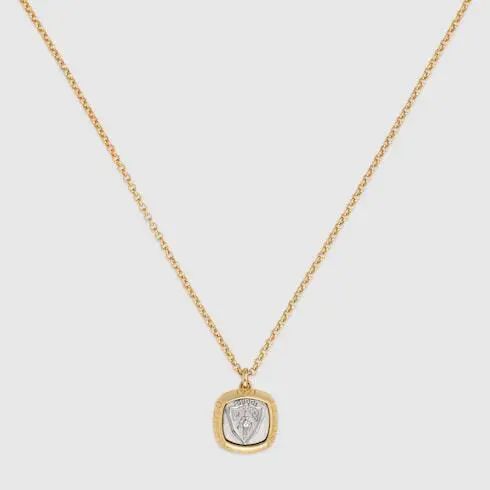 Gucci Crest Enamel Pendant Necklace - Gold-toned Brass