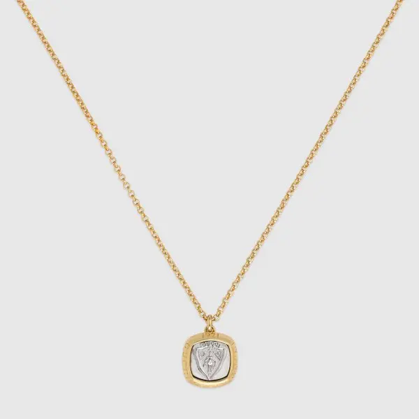 Gucci Crest Enamel Pendant Necklace - Gold-toned Metal