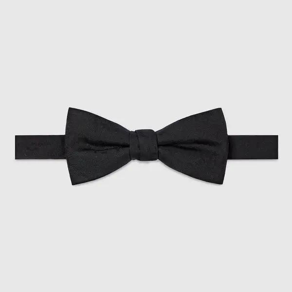 Gucci Gg Cotton Silk Jacquard Bow Tie - Black