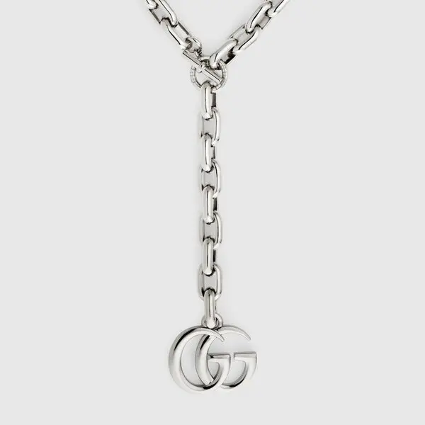 Gucci Gg Marmont Pendant Chain Necklace - Palladium-toned Metal
