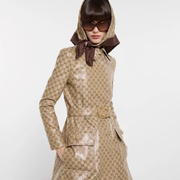 Gucci Coated Gg Cotton Canvas Jacquard Fabric Coat