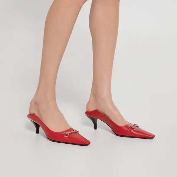 Gucci S Vittoria Leather Pump - Red