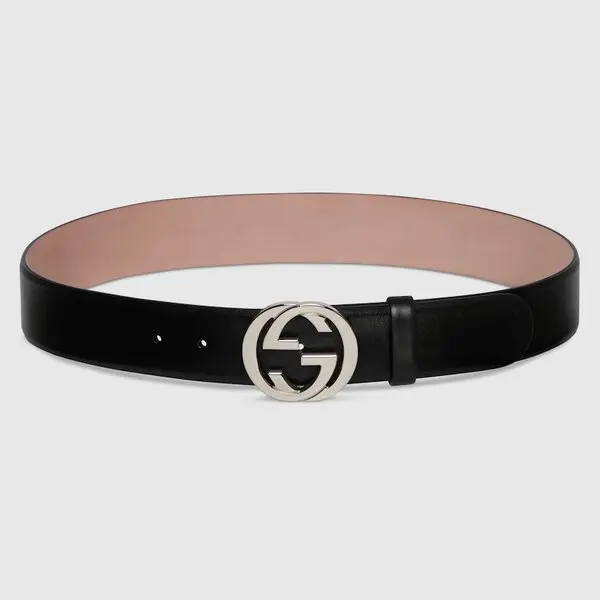 Gucci Belt With Interlocking G Buckle - Black