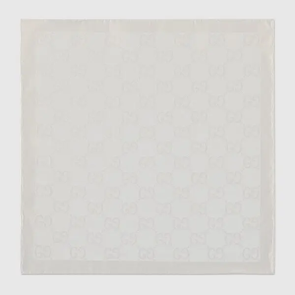 Gucci Gg Cotton Silk Pocket Square - White