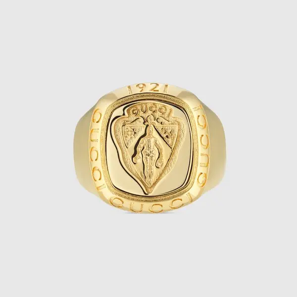 Gucci Crest Signet Ring - Gold-toned Metal