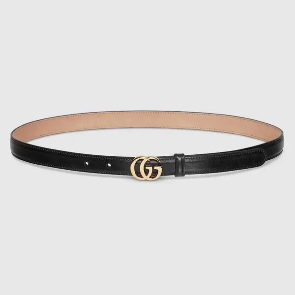 Gucci Gg Marmont Thin Belt - Black