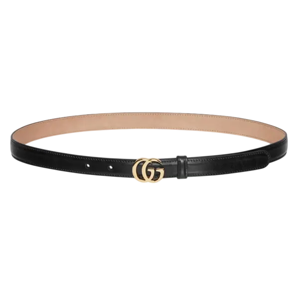 Gucci Gg Marmont Thin Leather Belt - Black