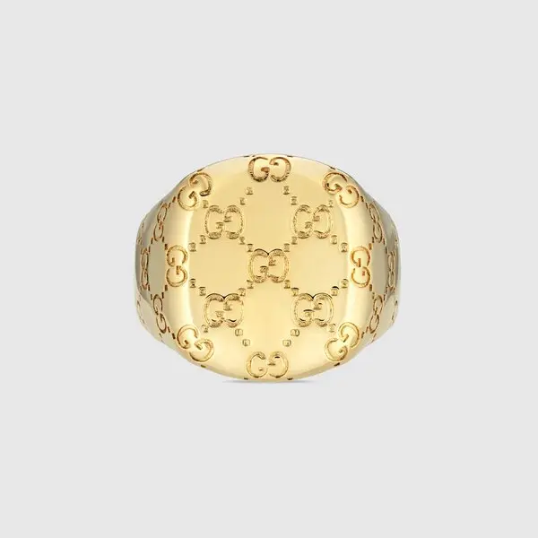 Gucci Gg Motif Signet Ring - Gold-toned Metal