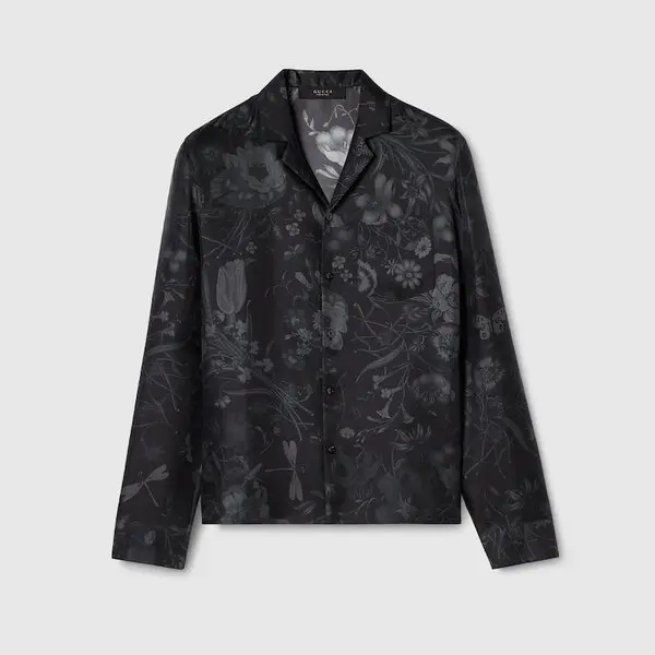 Gucci Printed Silk Twill Bowling Shirt