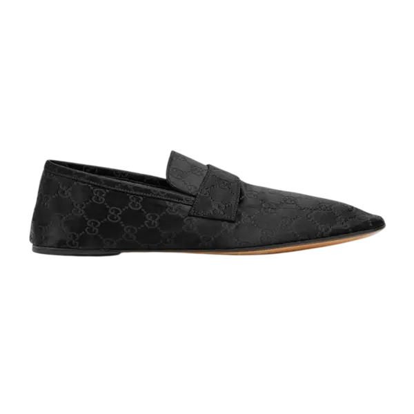 Gucci Gg Satin Horsebit Loafer - Black