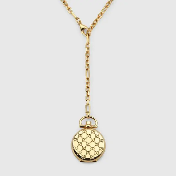 Gucci Gg Motif Locket Chain Necklace - Gold-toned Metal
