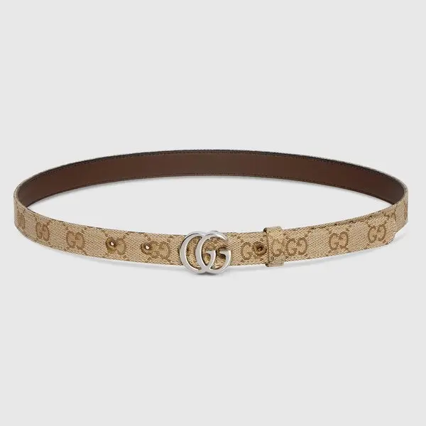 Gucci Gg Marmont Thin Belt - Beige