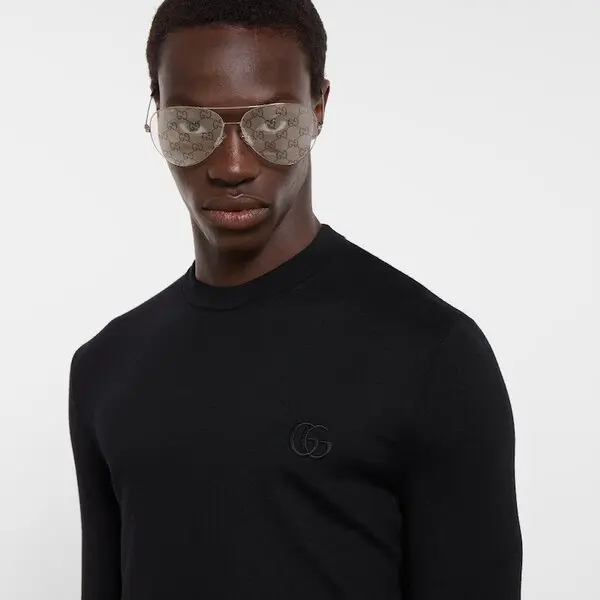 Gucci Knit Wool Sweater With Double G Embroidery