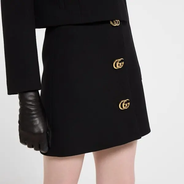 Gucci Crêpe Wool Skirt With Double G Buttons