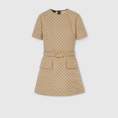 Gucci Gg Cotton Canvas Jacquard Mini Dress