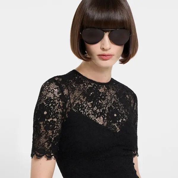 Gucci Gg Flower Stretch Lace Dress