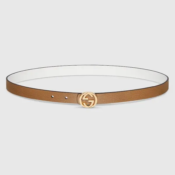 Gucci Reversible Thin Belt - White