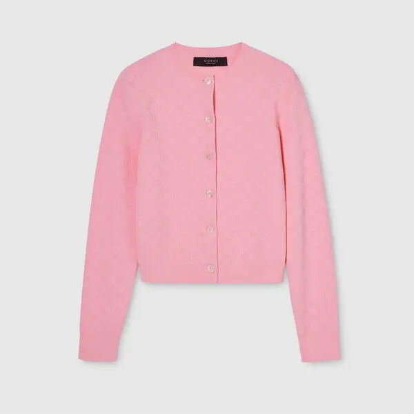 Gucci Gg Jacquard Fine Fabric Cardigan - Pink