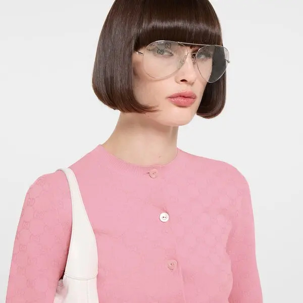 Gucci Gg Fine Fabric Jacquard Cardigan - Pink