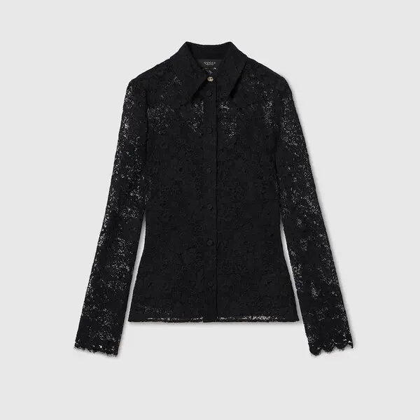 Gucci Gg Flower Stretch Lace Shirt