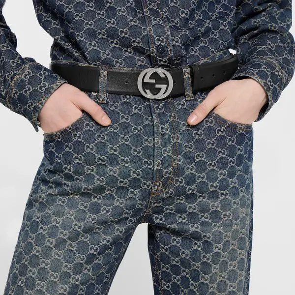 Gucci Gg Cotton Denim Jacquard Pants