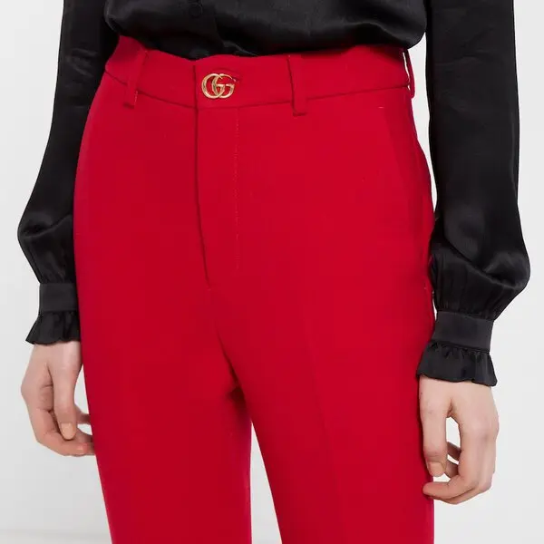 Gucci Crêpe Wool Pants With Double G Button