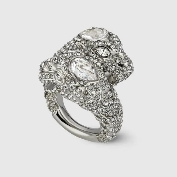 Gucci Dionysus Crystal Ring - Palladium-toned Metal