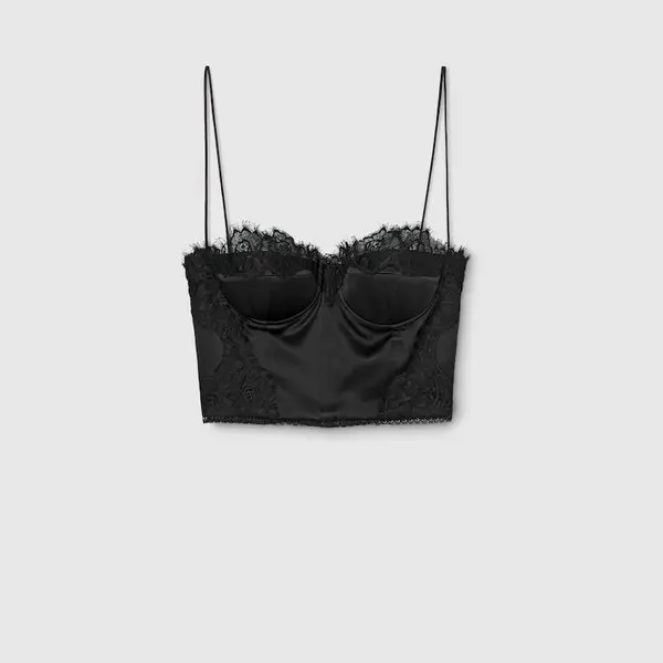 Gucci Embroidered Silk Satin Top