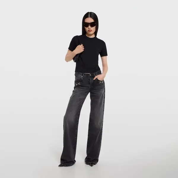 Gucci Cotton Denim Boot-cut Pants With Horsebit