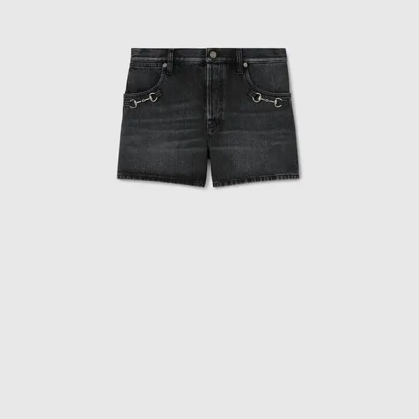 Gucci Cotton Denim Shorts With Horsebit