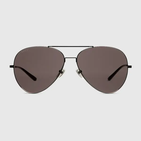 Gucci Pilot Frame Sunglasses With Interlocking G - Black