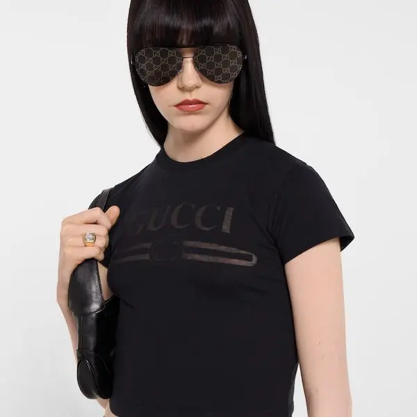 Gucci Cotton Jersey T-shirt With Devoré Detail - Black