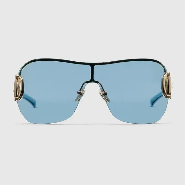 Gucci Frameless Mask Sunglasses With Horsebit Detail - Gold