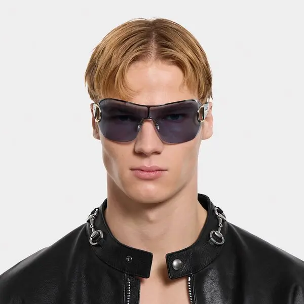 Gucci Frameless Mask Sunglasses With Horsebit Detail - Gold