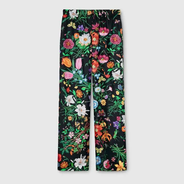 Gucci Printed Silk Twill Pants