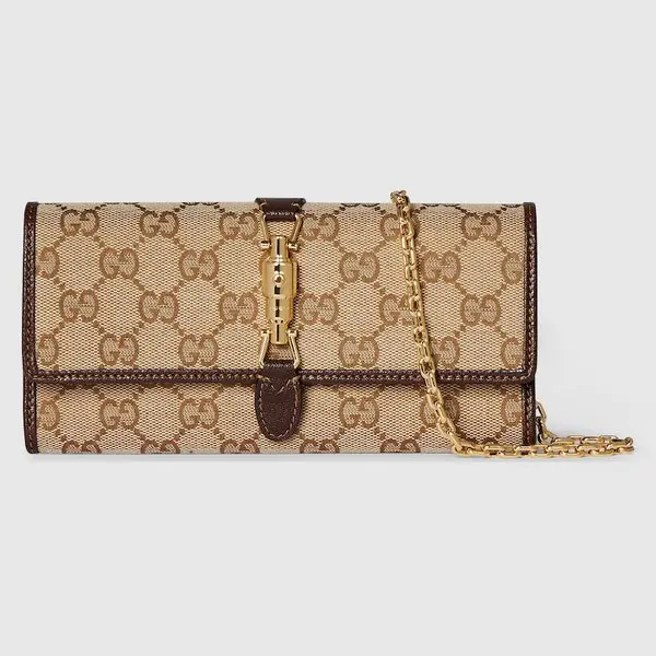 Gucci Jackie Wallet On Chain Gg Canvas - Beige