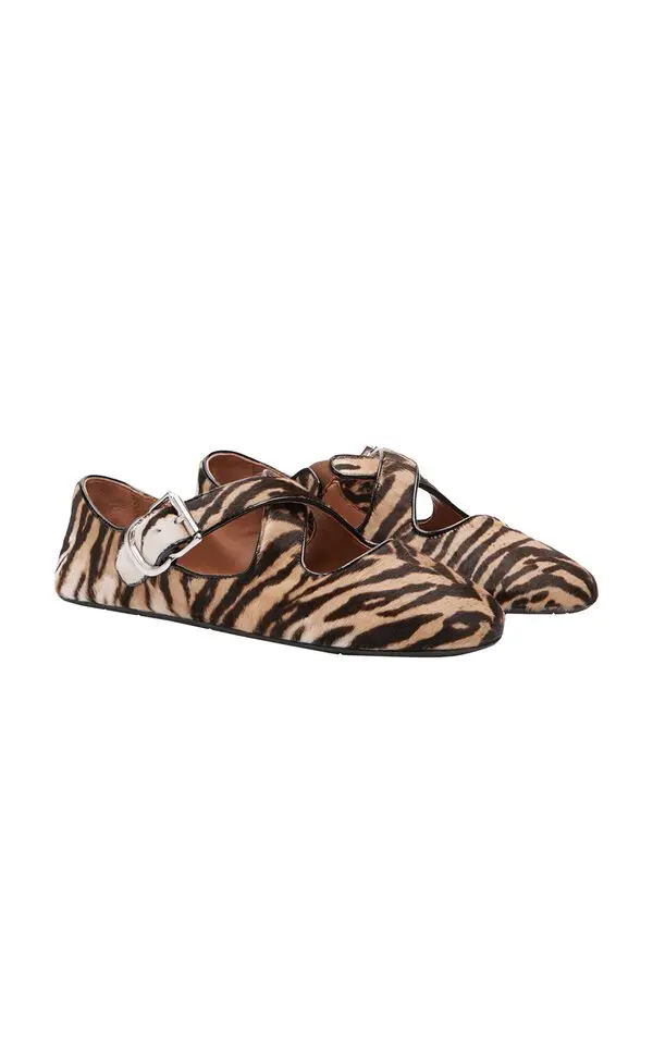 Alaïa Alaãa Crossover Pony Hair Ballet Flats - Animal