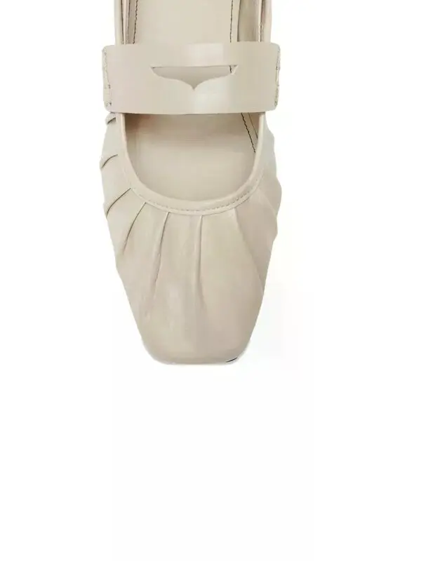 ALOHAS Pleated Leather Ballet Flats