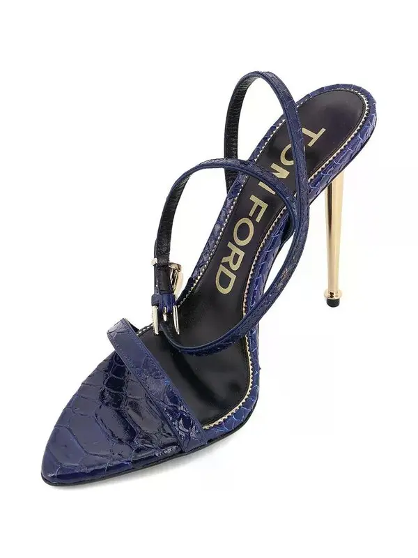 TOM FORD Leather Heeled Sandals - Blue