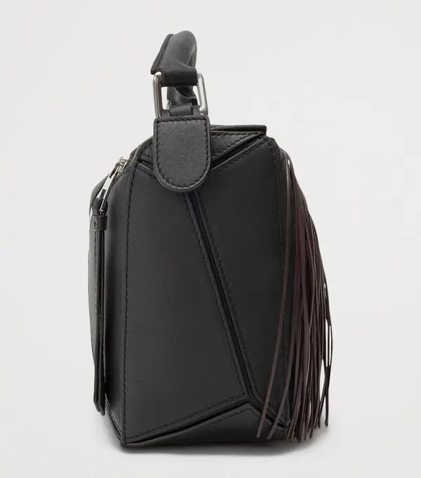 Loewe Small Leather Puzzle Fringed Top-handle Bag - Black