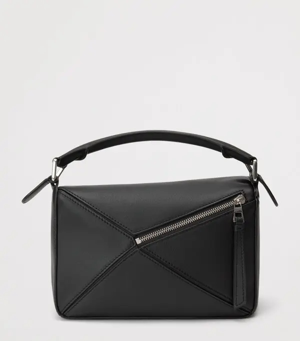 Loewe Small Leather Puzzle Fringed Top-handle Bag - Black