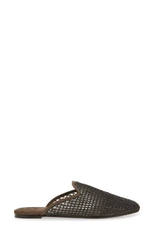 Brunello Cucinelli Monili Grid Mesh Mule - Black