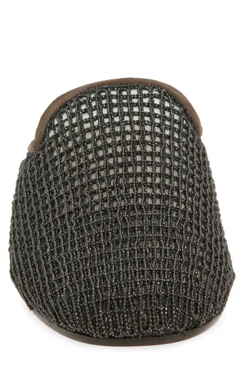 Brunello Cucinelli Monili Grid Mesh Mule - Black