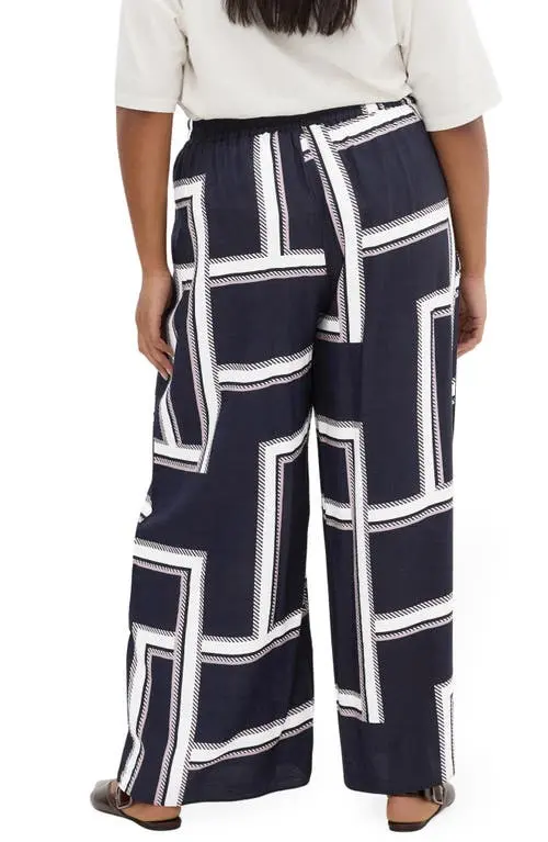 City Chic Printed Pull-on Wide Leg Pants