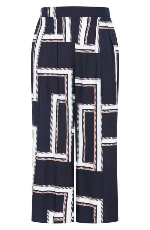 City Chic Printed Pull-on Wide Leg Pants
