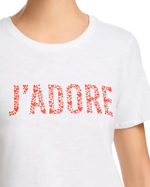 Cinq À Sept J'adore Heart Shrunken Tee - White/red