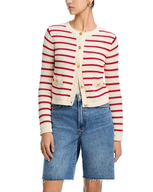 Aqua Striped Cotton Cardigan